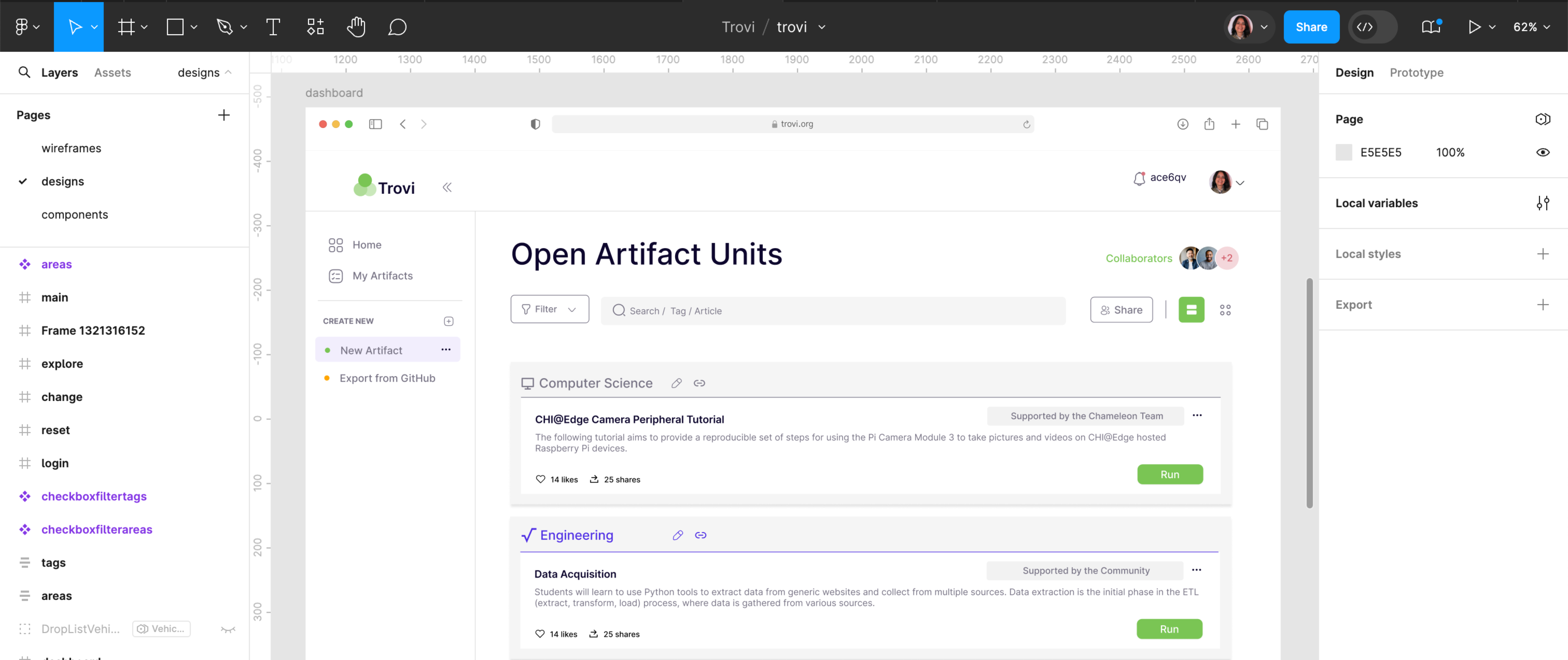 Trovi redesign process and low fidelity prototype in Figma | UCSC OSPO